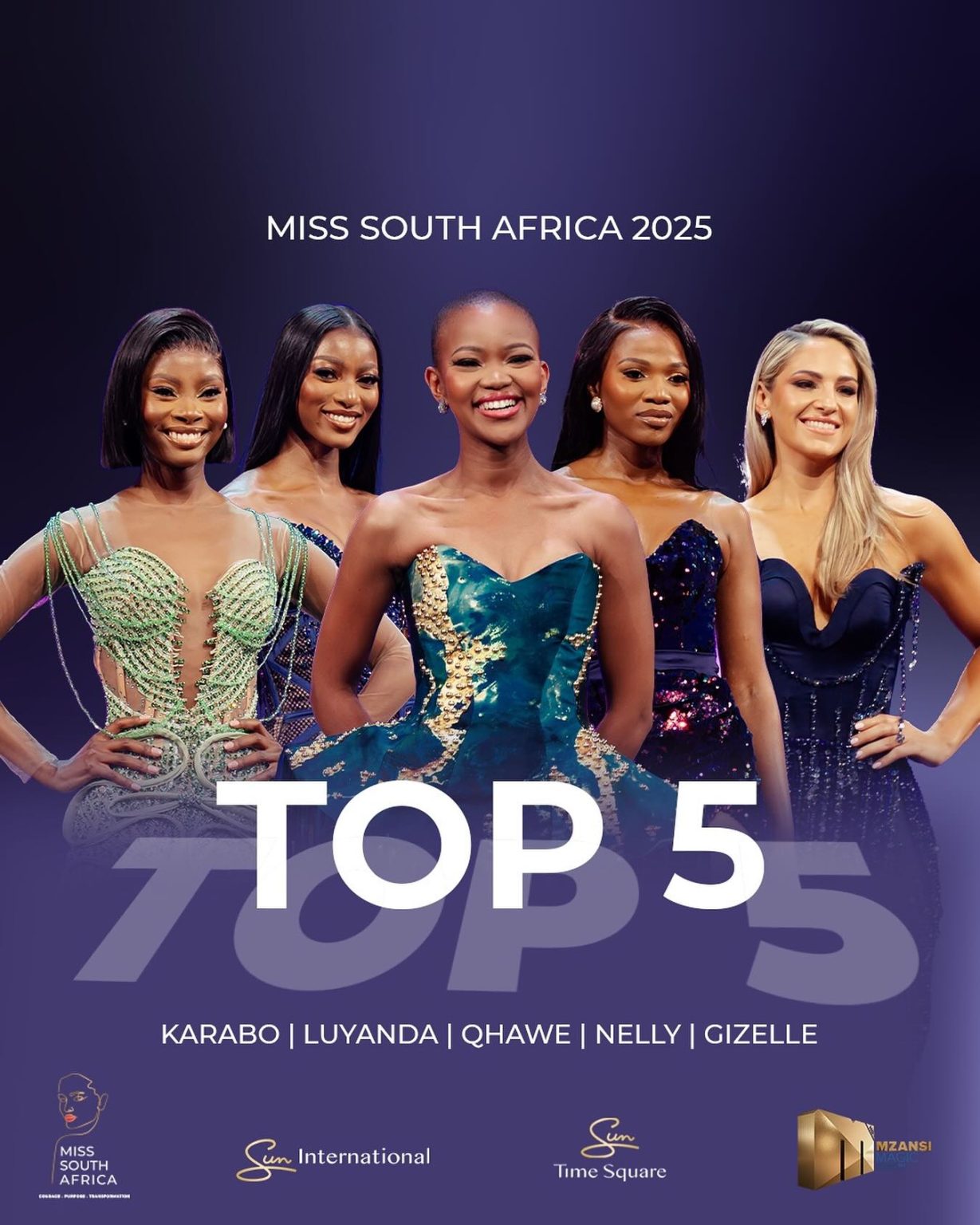 Meet the Top 5 Finalists of Miss South Africa 2025